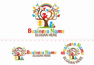 Colorful Heart Tree Logo With Children Playing – Preschool & Daycare Branding - Etsy