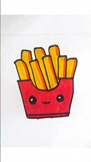 How to Draw French fries | Easy Drawing tutorials | Cute French Fries 🍟| Yummy 😋