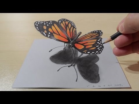 Drawing Butterfly - How to Draw 3D Butterfly - Magical Art on Paper