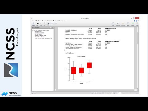 One Way ANOVA in NCSS