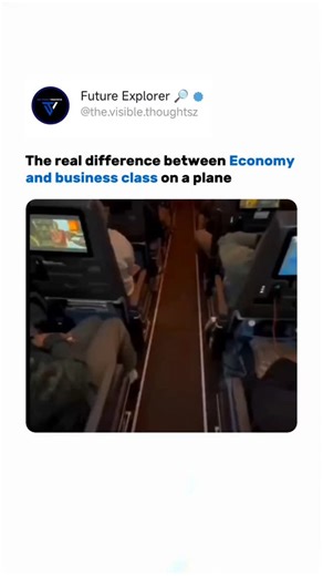Future explorer🔎 on Instagram: "📌The real difference between economy and business class is a significant upgrade in comfort, space, amenities, and service, moving from budget-friendly basics (economy) to a luxurious, often lie-flat, private experience with gourmet food, lounge access, and priority treatment (business) for a much higher cost. Economy offers compact seats and minimal perks for affordability, while business class provides a premium, restful journey, especially on long flights, ma