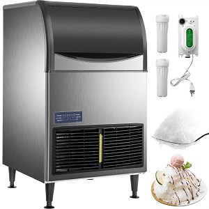 VEVOR 110V Commercial Flake Ice Machine 132LBS/24H, Snowflake Maker with 66LBS Ice Storage, Stainless Steel Construction, Quiet Operation, Auto Clean, Air Cooling, Professional Refrigeration Equipment | VEVOR US