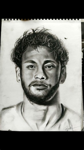 pencil sketch charcoal art of neymar#art #sketchful #artstyle #sketchart