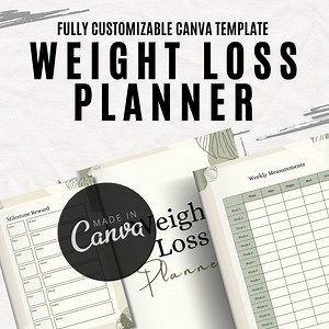 Weight Loss Digital Planner Tracker | Meal & Workout Wellness Journal | Editable Printable Digital Canva Template Fitness Self Care Tracker - Etsy Canada
