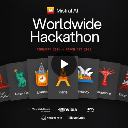 Mistral AI is launching its largest hackathon ever! 📅 February 28th - March 1st  📍 Paris - London - New York - San Francisco - Tokyo - Singapore - Sydney online Over 2 days around the world… | Mistral AI | 16 comments