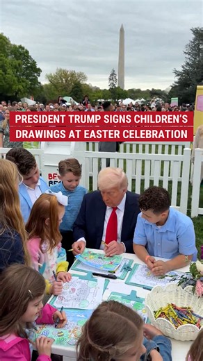 8M views · 307K reactions | COMMANDER IN COLORING: President Trump tells children he will sign their drawings during the White House's Easter celebration. | Fox News | Facebook