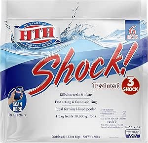 HTH 52015 Shock Treatment Swimming Pool Chlorine Cleaner, 13.3 oz (Pack of 6), Regular