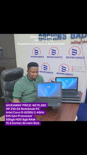 ➡️PRICE: ₦270,000 HP 250 G5 Notebook PC Intel Core i5-6200U 2.4GHz 6th Gen Processor 500gb HDD 8gb RAM 15.6 Inches Screen Size 3 USB Ports 1 VGA Port 1 Ethernet Port 1 Micro SD Memory Card Port 1 HDMI Port It has CD ROM Bluetooth Enabled WiFi Enabled Windows 11 Pro 64bit Condition: Foreign Used, Tested Perfectly Ok Long lasting battery life ➡️FREE Updated Drivers ➡️FREE Software Installations ➡️FREE Windows Activation ➡️FREE Customised Laptop Bag ➡️FREE Original Follow Come Laptop Charger ➡️1 Mo