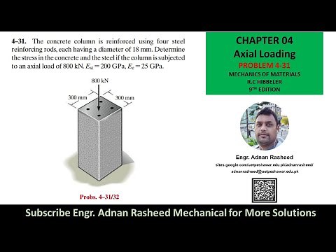 4-31 Determine stress in concrete & steel | Axial Loading | Mechanics of Materials by R.C Hibbeler