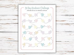 30 Day Kindness Challenge Printable, Random Acts of Kindness Poster, Kindness Week Flyer, Kindness Club Sign, Kindness Day Activity - Etsy