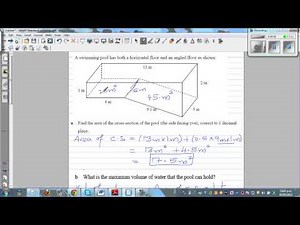 Finding area and volume associated with swimming pool