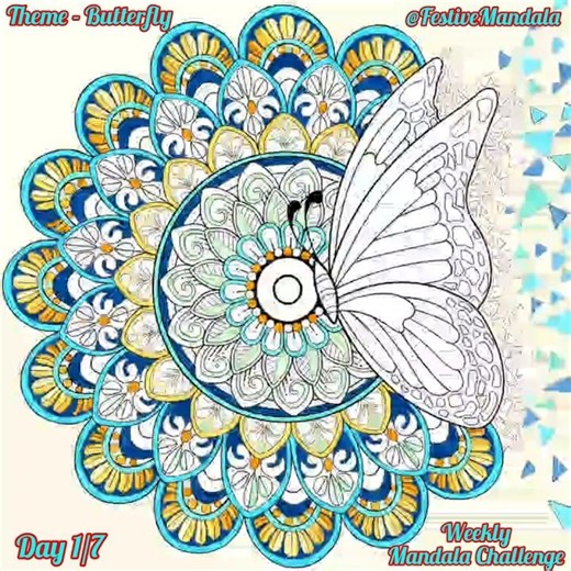 🦋 Day 1/7 🦋| Mandala Butterfly Weekly Challenge |🦋 Titli Mandala Art 🌸 #shorts
