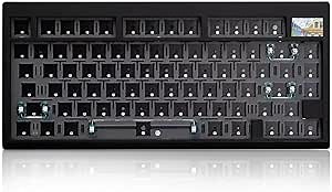 GMK81 75% Keyboard Kit,Hot Swap Bluetooth/2.4G Wireless/Type-C Tri-Mode RGB Mechanical Keyboard with TFT-LCD Screen PCB Gasket VIA Programmable Customized Barebones TKL Gaming DIY Kit (Black)