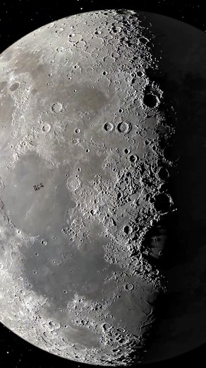 A rare and breathtaking moment the International Space Station (ISS) passing right in front of the Moon captured live! 🌕🚀 Orbiting Earth at 28,000 km/h, the ISS completes a lap around our planet every 90 minutes, sometimes perfectly aligning with the Moon for just a few seconds. This view reminds us how far human innovation has reached from Earth to space, we continue to explore the unknown. 🌌 #space #SpaceX #NASA #fblifestyle | Nighttime.Adventures