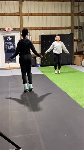 Our girls putting their work in for their vertical jump training day! We started off with our warm ups: Dynamic Warm Up, 2 minutes of Jumping Ropes, Step ups, Lateral Step Ups. Warmed up our upper body with full circles, banded shoulder raises and band over head stretch. Warming up our lower body muscles with our depth jumps, adding in the landing with the arm swing to the back and into a vertical jump off the depth jump. It’s important to get your water breaks in! Then we continued with some se