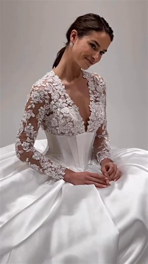 Drop waists are OUT, high waists are IN 🤍 In a bridal world full of basque waists, fall in love with this flattering high waisted ballgown. With a sultry long sleeved neckline paired with a voluminous satin ballgown skirt, this style is insanely unforgettable.😍 Gown: Abigail To try on this gown Contact Us (02) 9560 0095 Info@thesposagroup.com.au #highwaistedballgown #satinweddingdress #princessdress #weddingdresssydney #bridalboutique #longsleeveweddingdress | The Sposa Group Australia