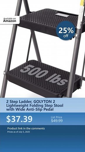 2 Step Ladder, GOLYTON 2 Lightweight Folding Step Stool with Wide Anti-Slip Pedal