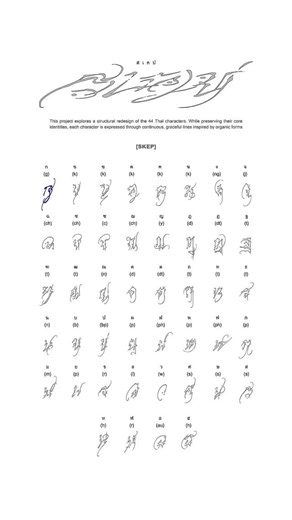 ➕➕➕➕➕ on Instagram: "My first project explores a structural redesign of the 44 Thai characters. By preserving their core identity, each letter is reimagined through continuous, graceful lines inspired by organic forms. I’m looking for someone to bring this vision to life as a tattoo someone who feels a genuine connection to these forms. While every letter carries its own story, I want its final meaning to be defined by you. Feel free to share your story. If these letters resonate with you, I’m a