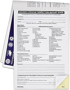 1 Pack DVIR Inspection Book - 40 Sets Book Format - Detailed Driver Vehicle Inspection Report Book - 5.5" x 8.5" - 2-Ply Carbonless Daily Pre-Trip Inspection Book Meets FMCSR Standards