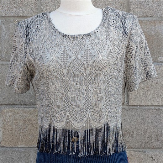 Vintage Gold Fringe Crop Top ~ Shair Aidenites ~ Small/medium ~ 38 in Chest - Etsy