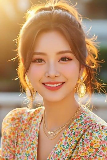 Stunning Photorealistic Korean Portrait | Charming Smile & Golden Hour Lighting #love #relaxing