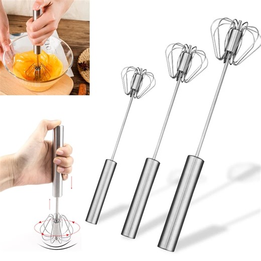 Semi Automatic Mixer Whisk Egg Beater Stainless Steel Manual Hand Mixer Self-Turning Cream Utensils Kitchen Mixer Egg Tools - AliExpress 15