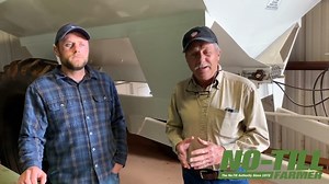 Elk City, Okla., no-tillers Spencer Smith (left) and his father, Jimmy Smith, talk about the Dalton Ag Mobility 600 fertilizer applicator they’re using to broadcast cereal rye into standing cotton, which is planted in 40-inch rows. Learn more here: https://www.no-tillfarmer.com/media/videos/play/696 | No-Till Farmer | Facebook