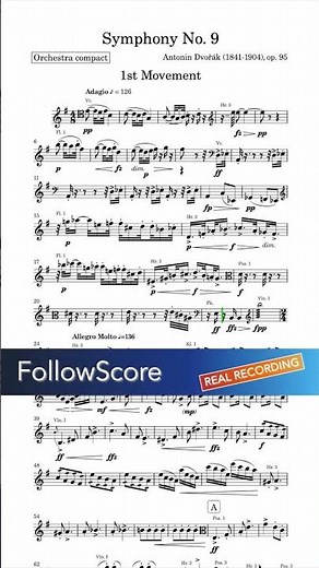 Dvořák – Symphony No. 9 “New World” Op. 95 (Compact Orchestra Score) | Real Recording