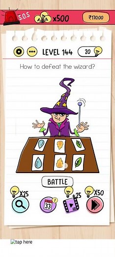 Brain test level 144 - how to defeat the wizard?