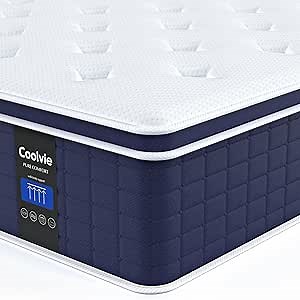 Coolvie 14 Inch California King Mattress, Hybrid Cal King Mattress in a Box, Medium Firm Feel, 4 Layer Premium Foam with Pocket Springs for Motion Isolation, Pressure Relieving, 100-Night Trial