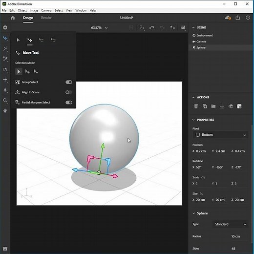 adobe dimension move tool tutorial for beginners