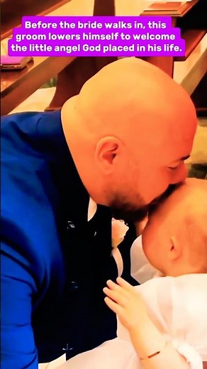 Emotional Groom Kneels to Welcome His Baby Before the Bride Arrives #shorts