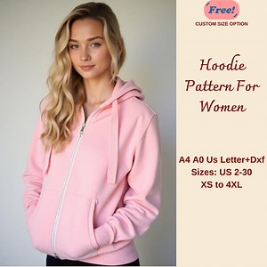 Women's Zip Hoodie Sewing Pattern: XS-4XL (PDF Pattern) - Etsy