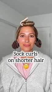 Sock curls on shorter hair! I’ve tried sock curls on my long hair and loved them, but short hair, eh, not so much. I will say, they looked really good by the end of the day. I’m going to keep experimenting with heatless curls to try and find a new favorite way for my shorter hair 🩷 | Lainey Ostrom