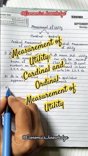Cardinal Utility and Ordinal Utility| Measurement of Utility #economics #upsc #apsc #ncert #shorts