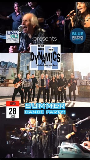 David Wills and The Dynamics bring the heat with five powerhouse lead singers, a killer horn section, and enough energy to light up the whole summer. A great dance band - join us at Blue Frog's Summer dance Party. June 28th - bluefrogstudios.co/3ZkYv3W #dance #dancemusic #supportlivemusic #BlueFrogStudios | Blue Frog Studios