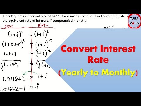 Equivalent interest rate. Convert between yearly and monthly interest rate (Financial Math)