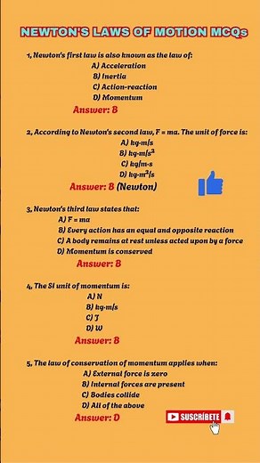 Newtons law MCQs: Test Your Physics Knowledge! | #physics | #motion | #mcq | #science| #exam
