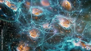 An immunofluorescence animation of apoptotic cells in a cell culture labeled with fluorescent markers to highlight the activation of caspase enzymes.