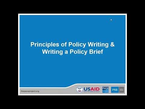 Principles of Policy Writing and Writing a Policy Brief