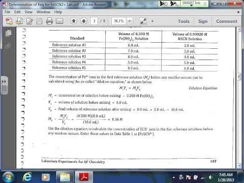 Determination of Keq for FeSCN2+ Lab Explanation Video