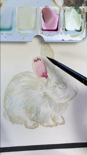 How to paint a cute bunny with watercolor ✨ Full tutorial in the description 🐇💗