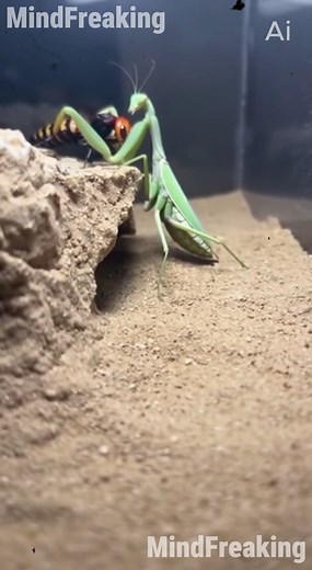 130K views · 800 reactions | A hidden strike, a split-second leap, and the Mantis takes full control of the moment. Nature never plays slow. #InsectShowdown #NatureClash #WildEncounters #CreepyCrawlies #SandArena ⚙️ AI-generated nature dramatization — no real creatures involved. | MindFreaking | Facebook