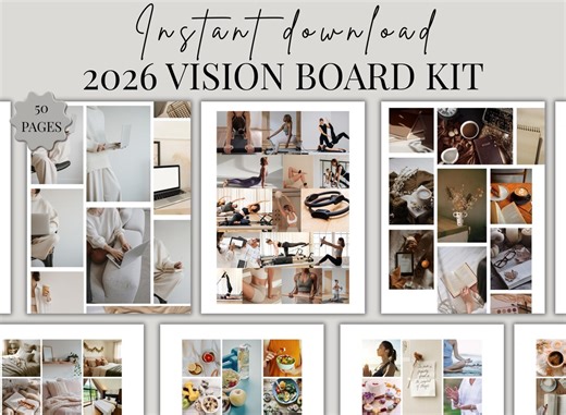 2026 Vision Board Kit Printable Vision Board Bundle Printable Affirmations Photos Elements Vision Board Planner Canva Vision Board - Etsy