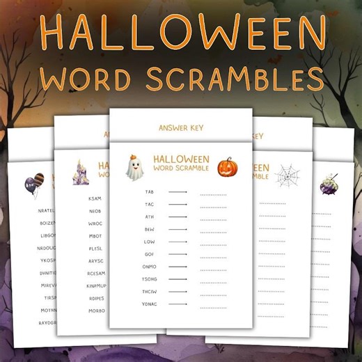 Halloween Word Scramble Puzzle Games for Kids