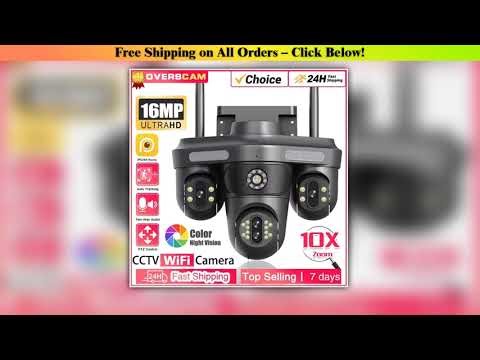 8K 16MP HD Four Lens PTZ 10X Zoom Camera Outdoor Three Screen WiFi Security Auto Tracking Smart