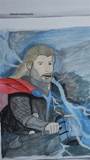 thor drawing with watercolor