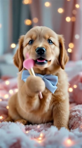 Cute Little Puppy 🐶 dog Labrador has makeup 💄 on his face ￼#asmrsounds #cuteanimal #2025 #aivideo