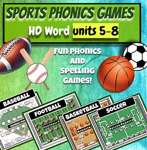 Sports Baseball Football Soccer Basketball Phonics Games and Spelling | HD Word