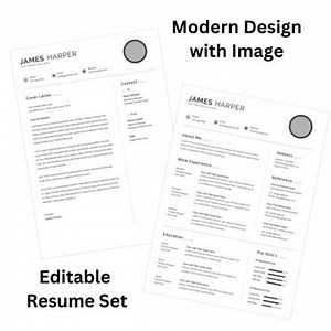 Modern Editable Cover Letter & Resume | Editable MS Word Resume - Etsy UK